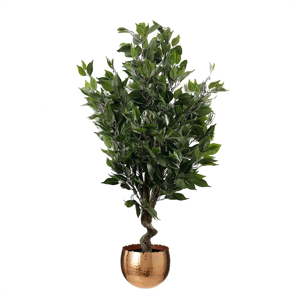 110cm Artificial Ficus Tree with Copper Planter - Realistic Indoor ...